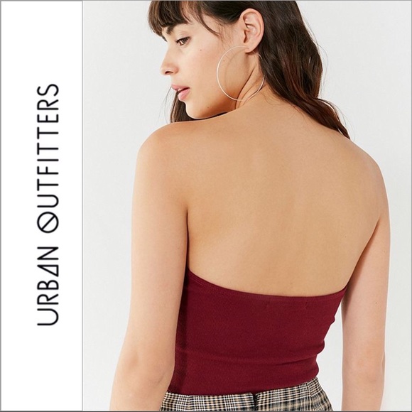 Urban Outfitters | Tops | Uo Maroon Red Lettuce Edge Ribbed Tube Top ...